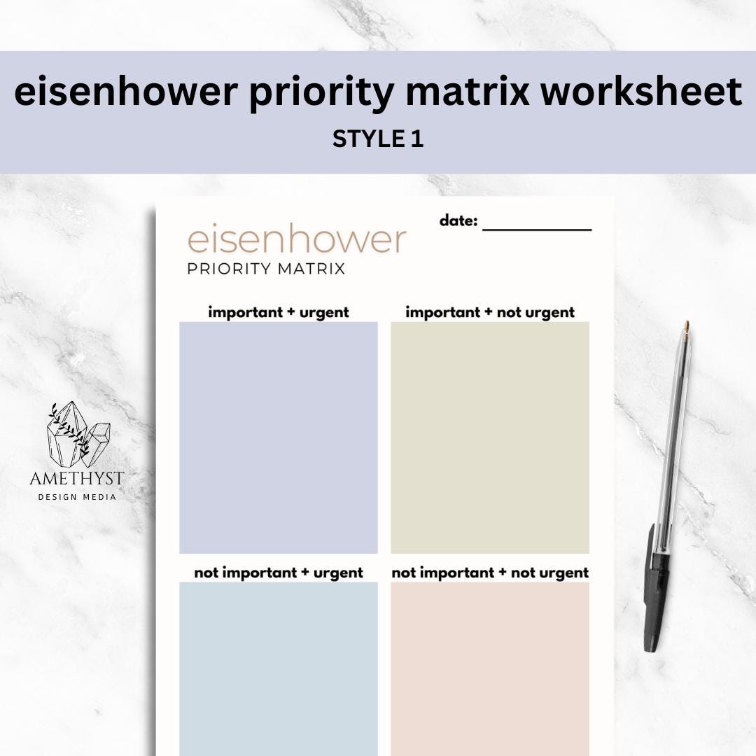 Eisenhower Matrix Printable, Priority Matrix, Time Management, Decision ...