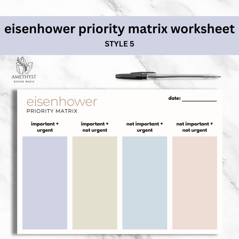 Eisenhower Matrix Printable, Priority Matrix, Time Management, Decision ...