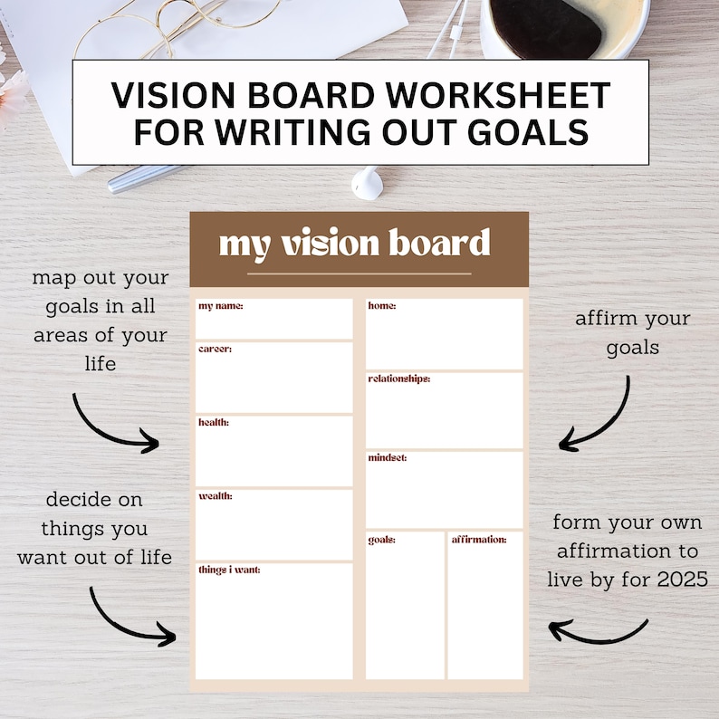 Vision Board Printables 2025 Vision Board Kit Vision Board Template ...