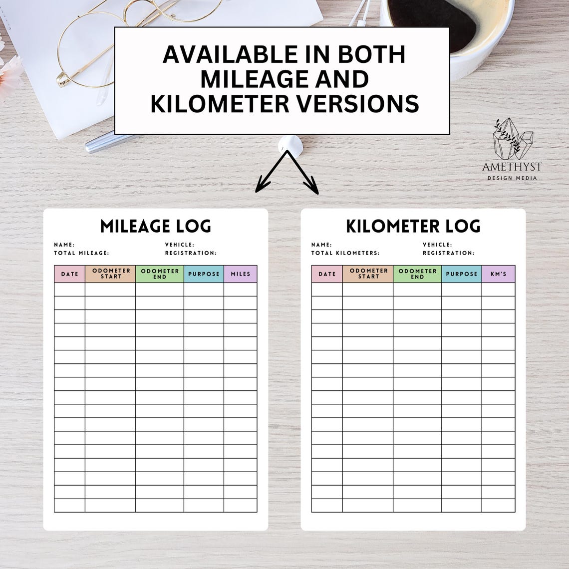 Mileage Tracker Printable | Monthly Mileage Report Form | Miles Log ...