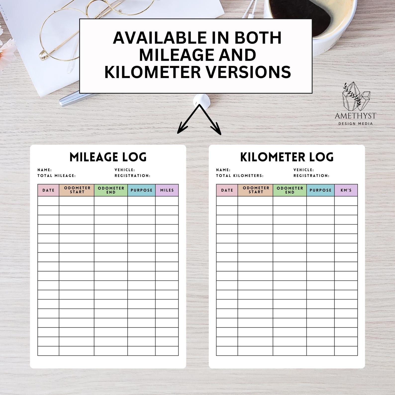 Mileage Tracker Printable | Monthly Mileage Report Form | Miles Log ...