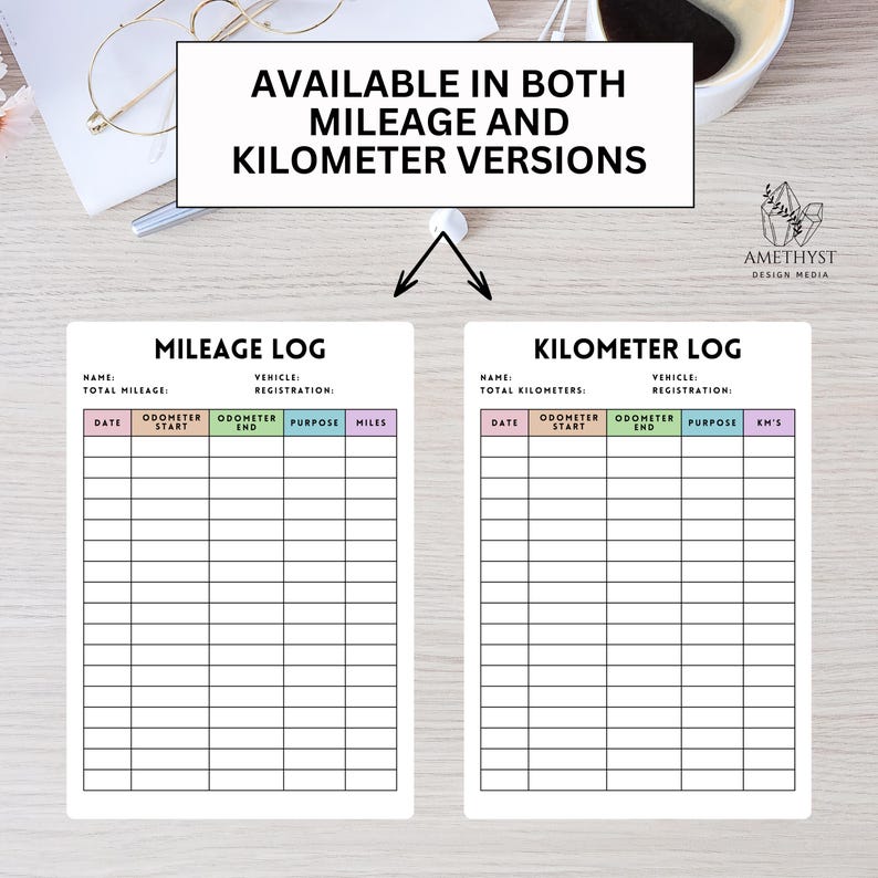 Mileage Tracker Printable | Monthly Mileage Report Form | Miles Log ...