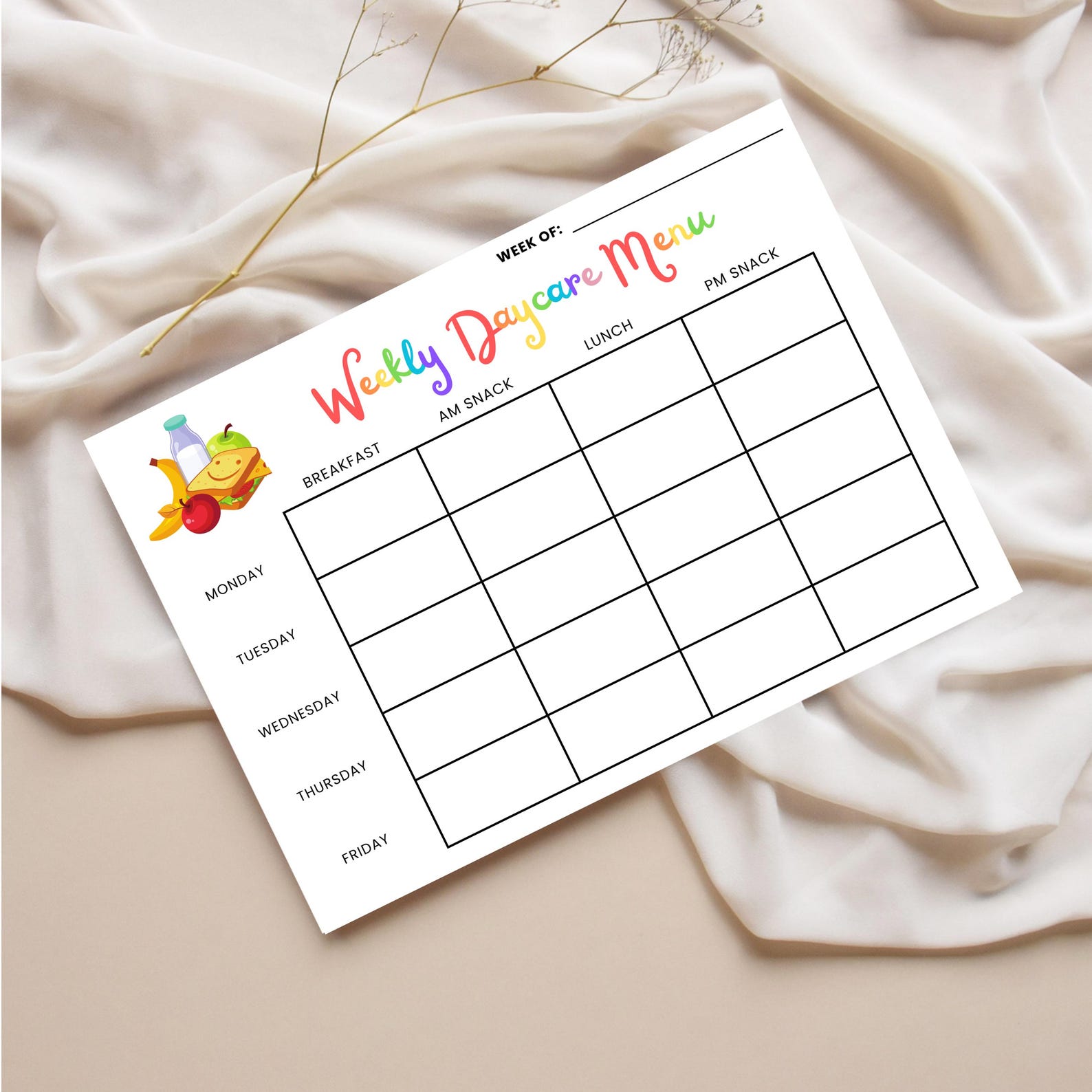 Daycare Weekly Menu | Daycare Meal Plan | Family Meal Planner | Home ...