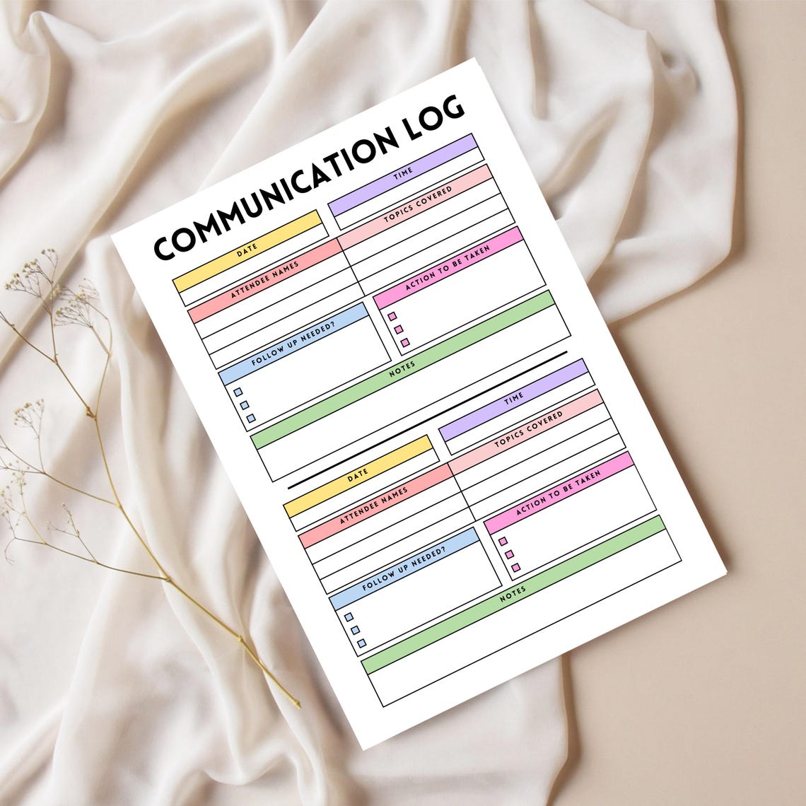 Printable Communication Log | Teacher Communication Log | Communication ...