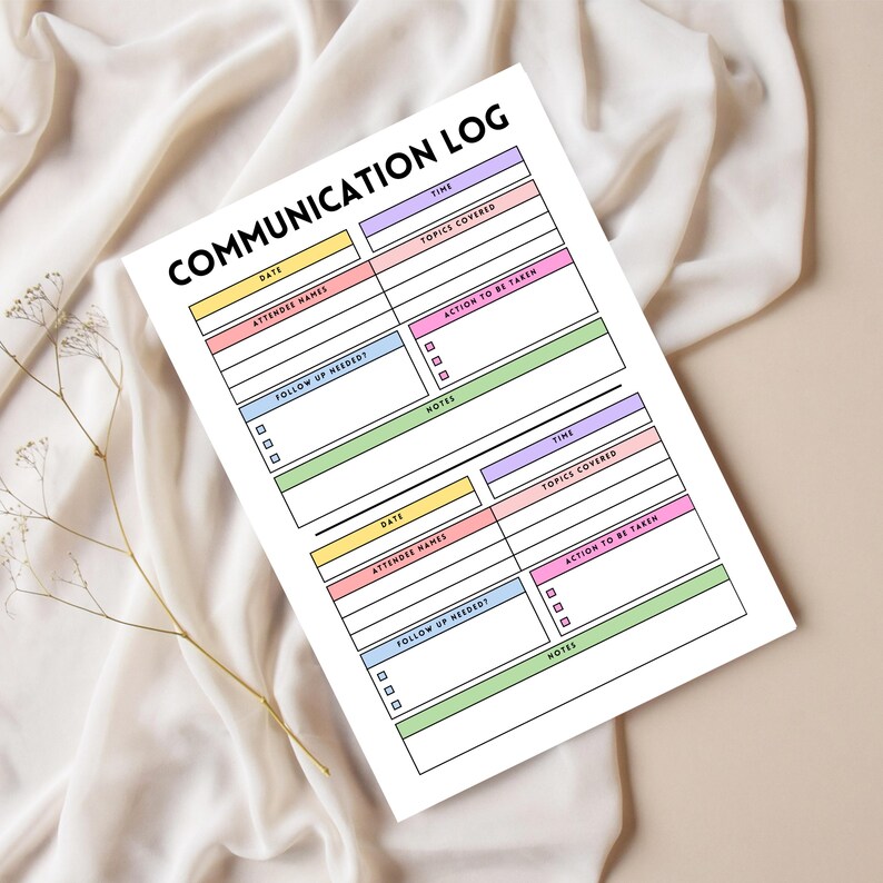 Printable Communication Log | Teacher Communication Log | Communication ...