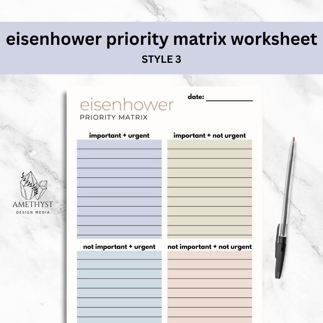 Eisenhower Matrix Printable, Priority Matrix, Time Management, Decision ...