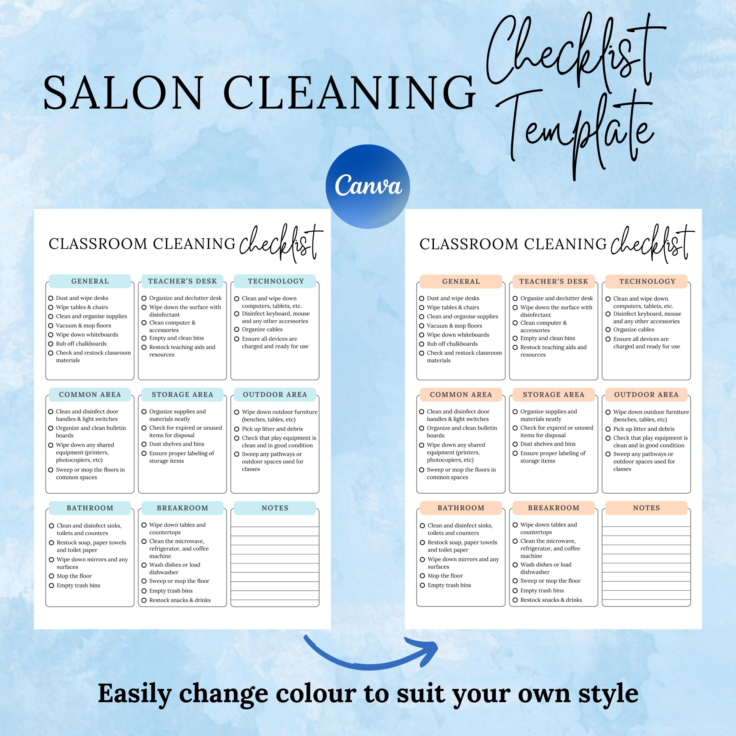 Classroom Cleaning Checklist | Cleaning Checklist | Classroom Cleaning ...