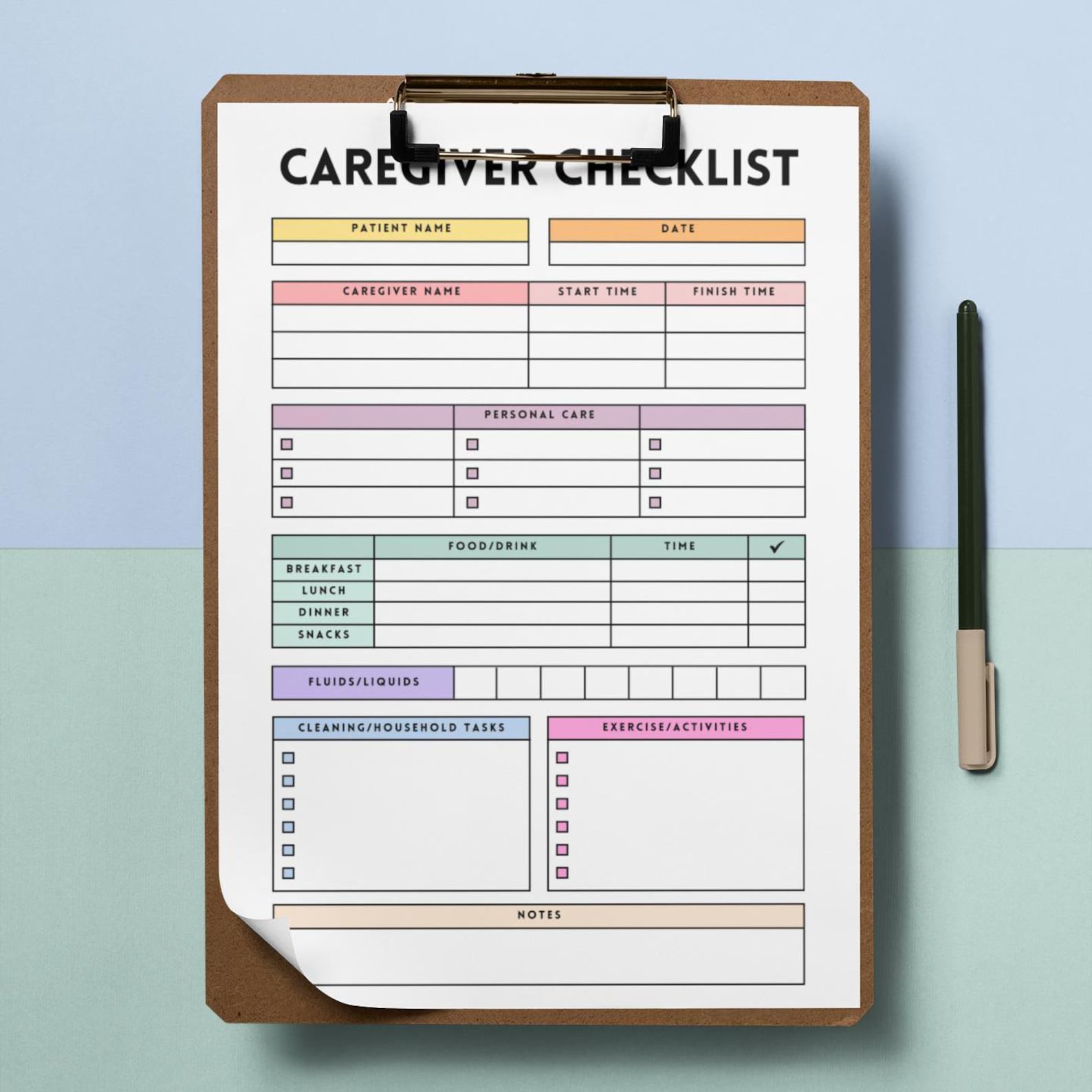 Caregiver Checklist Printable | Caregiver Daily Log | Caregiver Daily ...