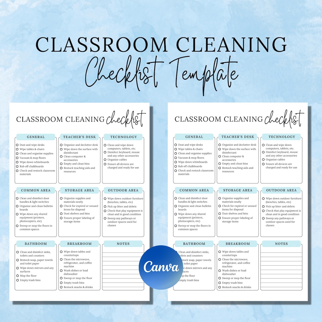 Classroom Cleaning Checklist | Cleaning Checklist | Classroom Cleaning ...