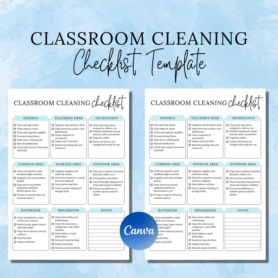 Classroom Cleaning Checklist | Cleaning Checklist | Classroom Cleaning ...