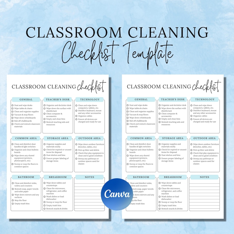 Classroom Cleaning Checklist | Cleaning Checklist | Classroom Cleaning ...