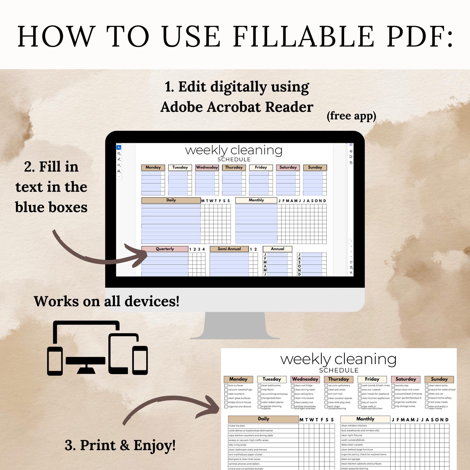 EDITABLE Cleaning Checklist | Aesthetic | Cleaning Schedule | Cleaning ...