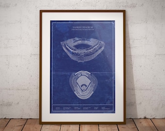 New York Shea Stadium Vintage Style Blueprint Art. Sizes 5x7 | Etsy