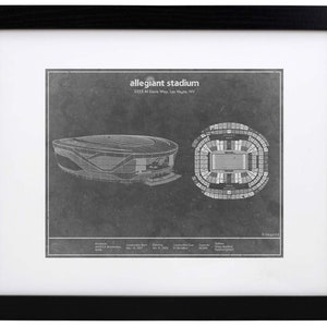 Las Vegas Allegiant Stadium Blueprint Art. Sizes 5x7 to 24x36 Framed ...