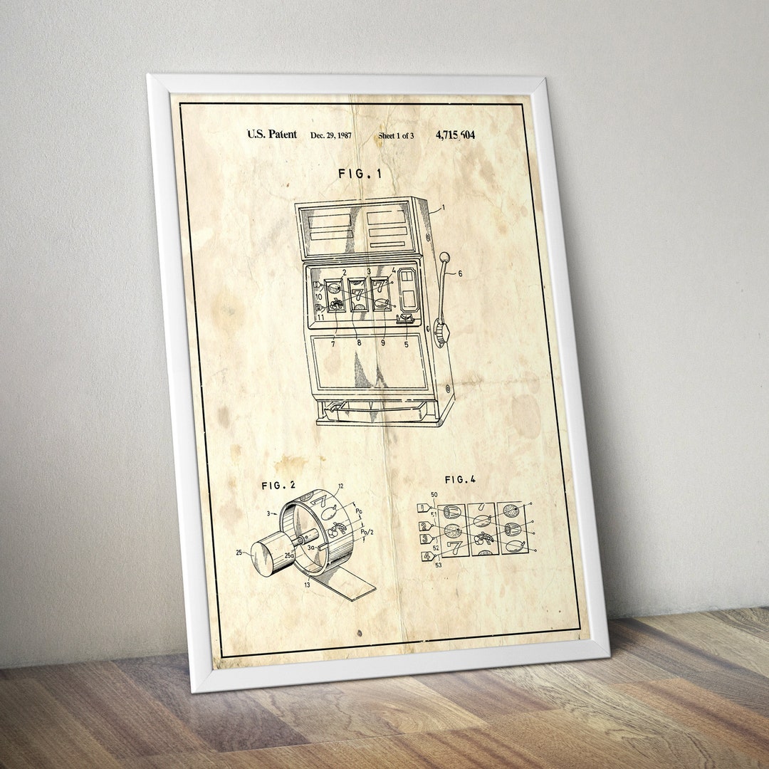 Vintage Slot Machine patent style art. Sizes 5x7 to 24x36 framed prints ...