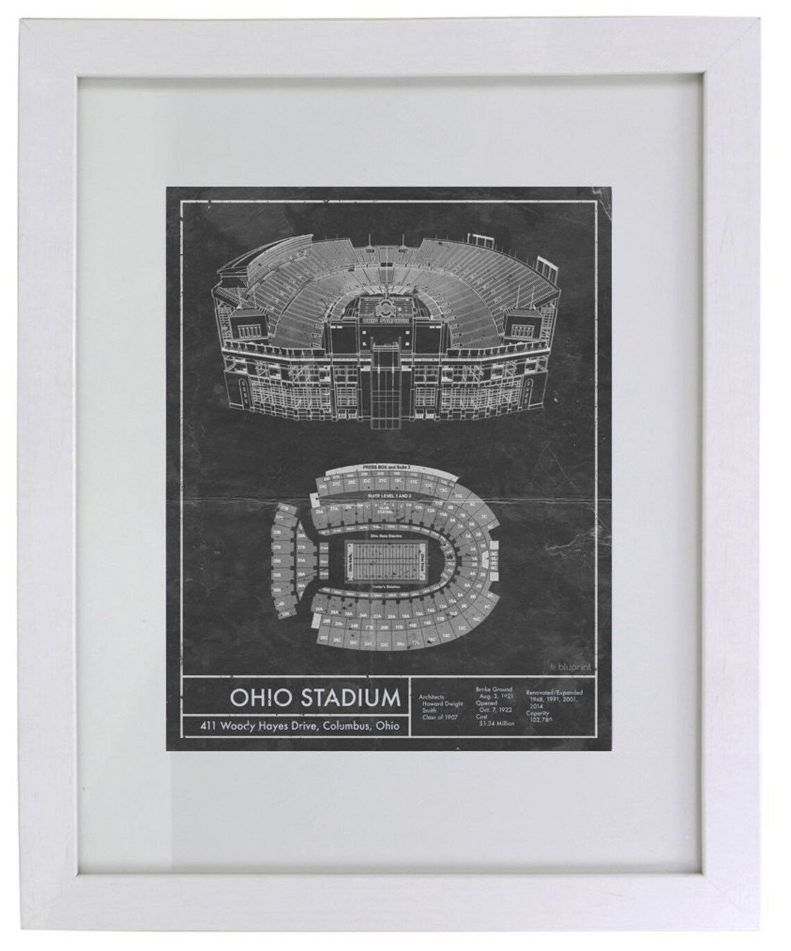 Ohio State Stadium blueprint Vintage College Football Print | Etsy