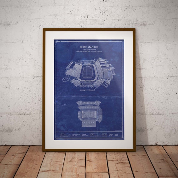 Oregon Reser Stadium Vintage Styled Blueprint Art. Sizes 5x7 | Etsy