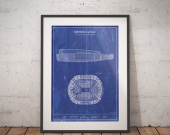 Los Angeles Staples Center Blueprint Art. Sizes 5x7 to 24x36 - Etsy