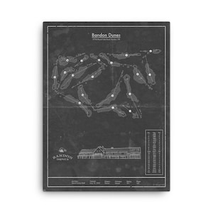 Bandon Dunes Vintage Styled Golf Course Blueprint Art Print. 5x7 to ...