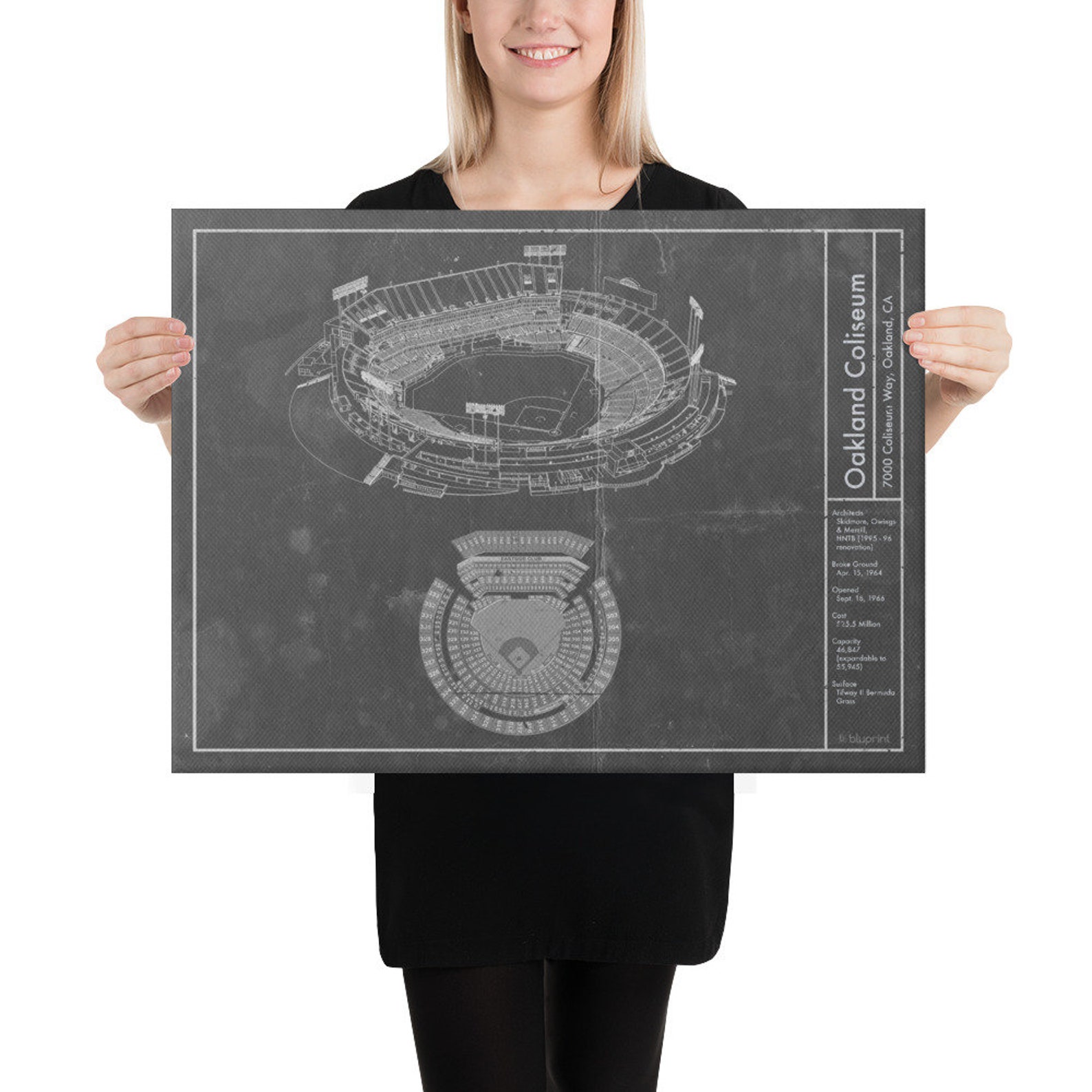 Oakland Coliseum Stadium Blueprint Vintage California | Etsy