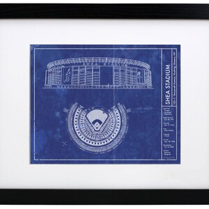 New York Shea Stadium vintage style blueprint art print. 5x7 | Etsy