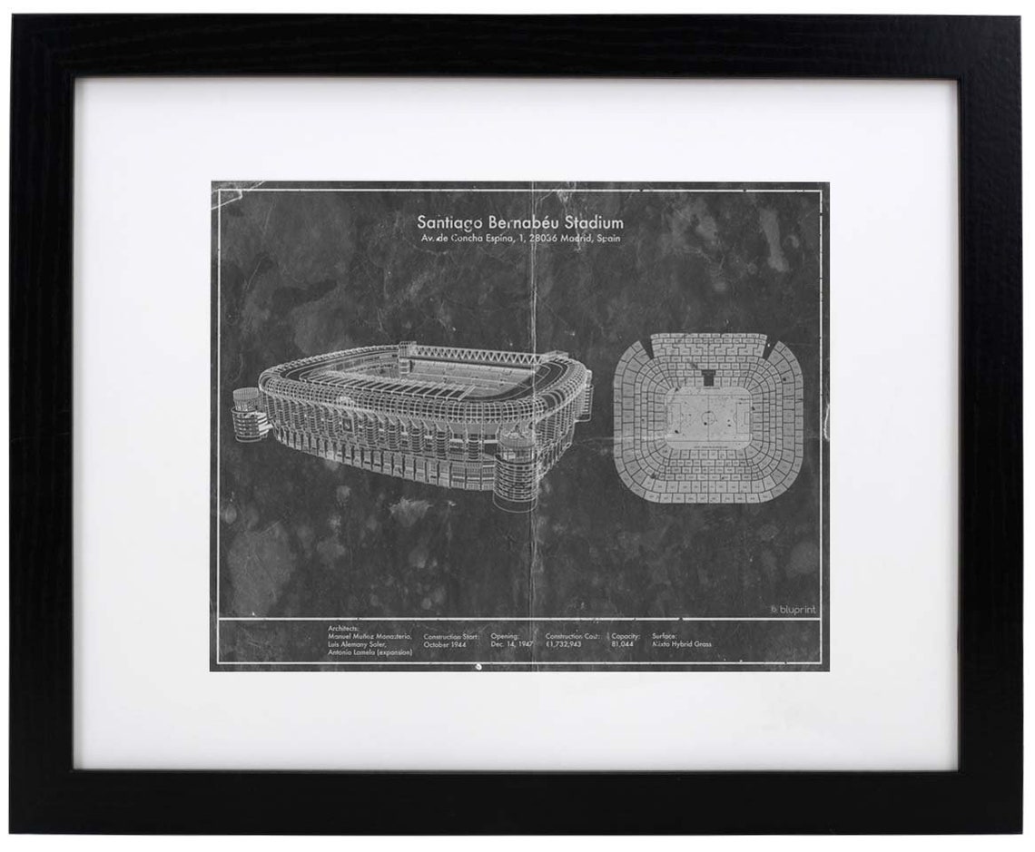 Santiago Bernabéu Stadium Blueprint Art. Sizes 5x7 to 24x36 - Etsy