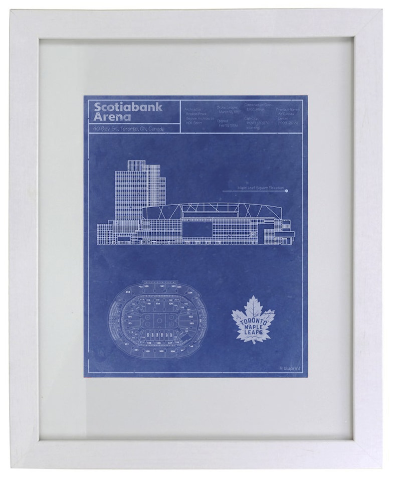 Toronto Maple Leafs ScotiaBank Arena blueprint art. Sizes 5x7 | Etsy