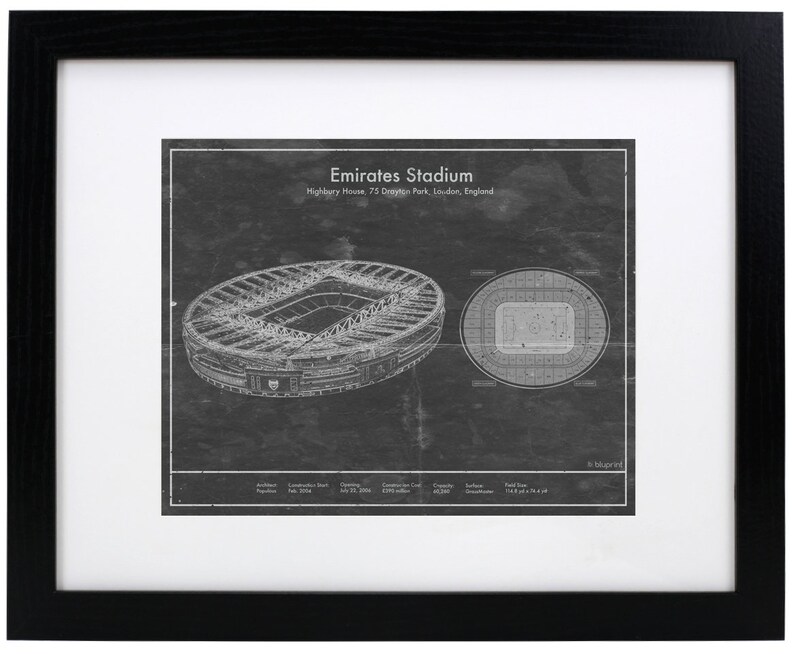 Arsenal Emirates Stadium Blueprint Art. Sizes 5x7 to 24x36 | Etsy