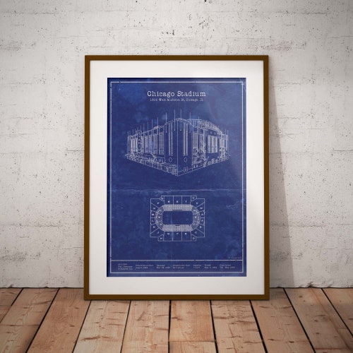 Chicago Stadium Blueprint Vintage Illinois Hockey Arena | Etsy