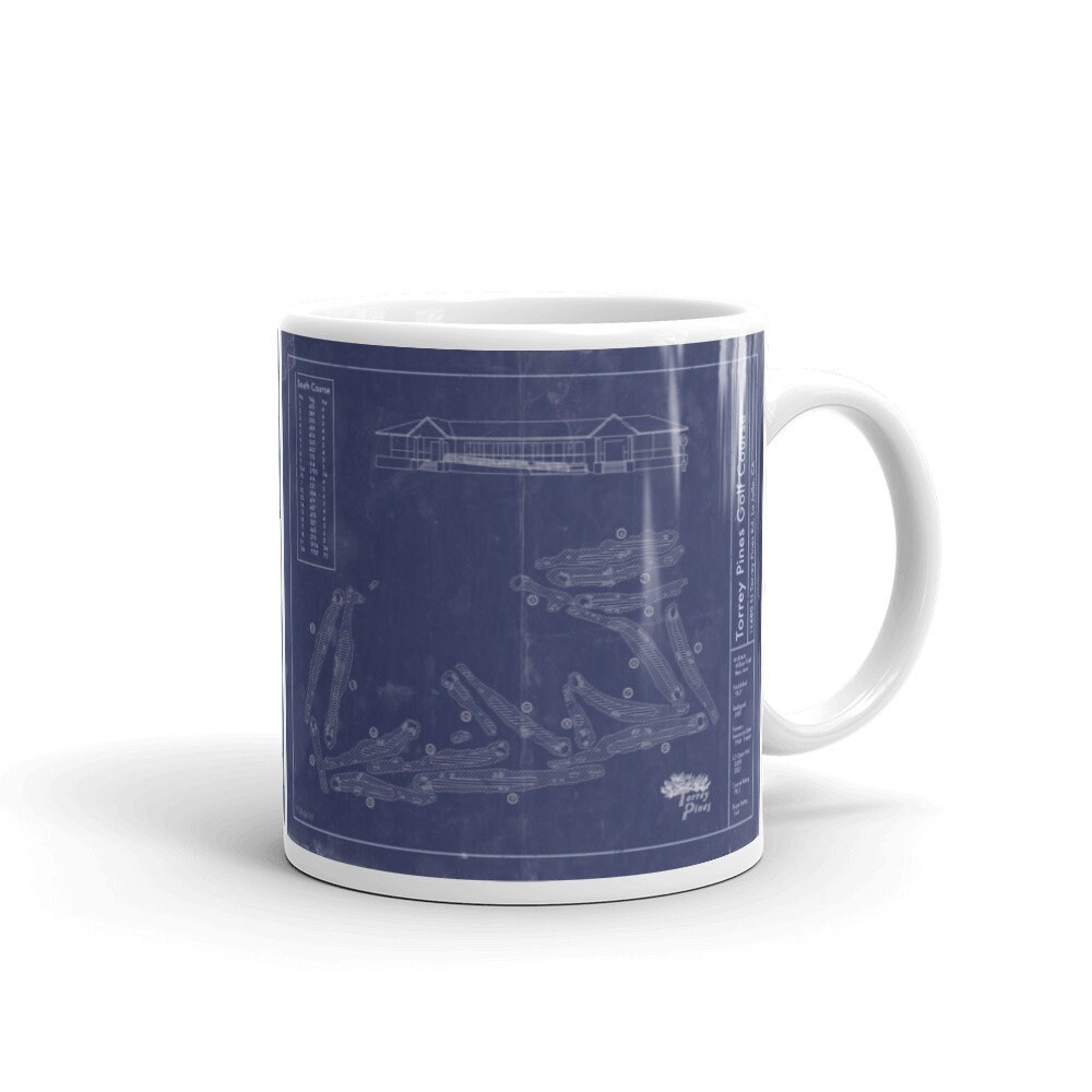 Torrey Pines South Golf Course blueprint ceramic coffee mug. | Etsy