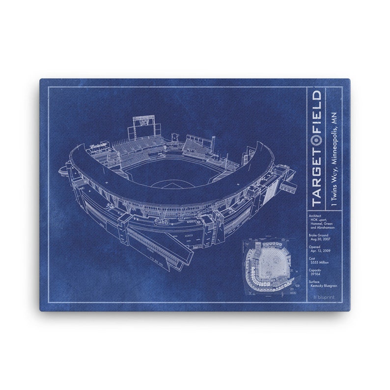 Minnesota Target Field vintage style blueprint art print. 5x7 | Etsy