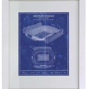 Michigan Stadium Blueprint - Vintage College Football Print - Etsy