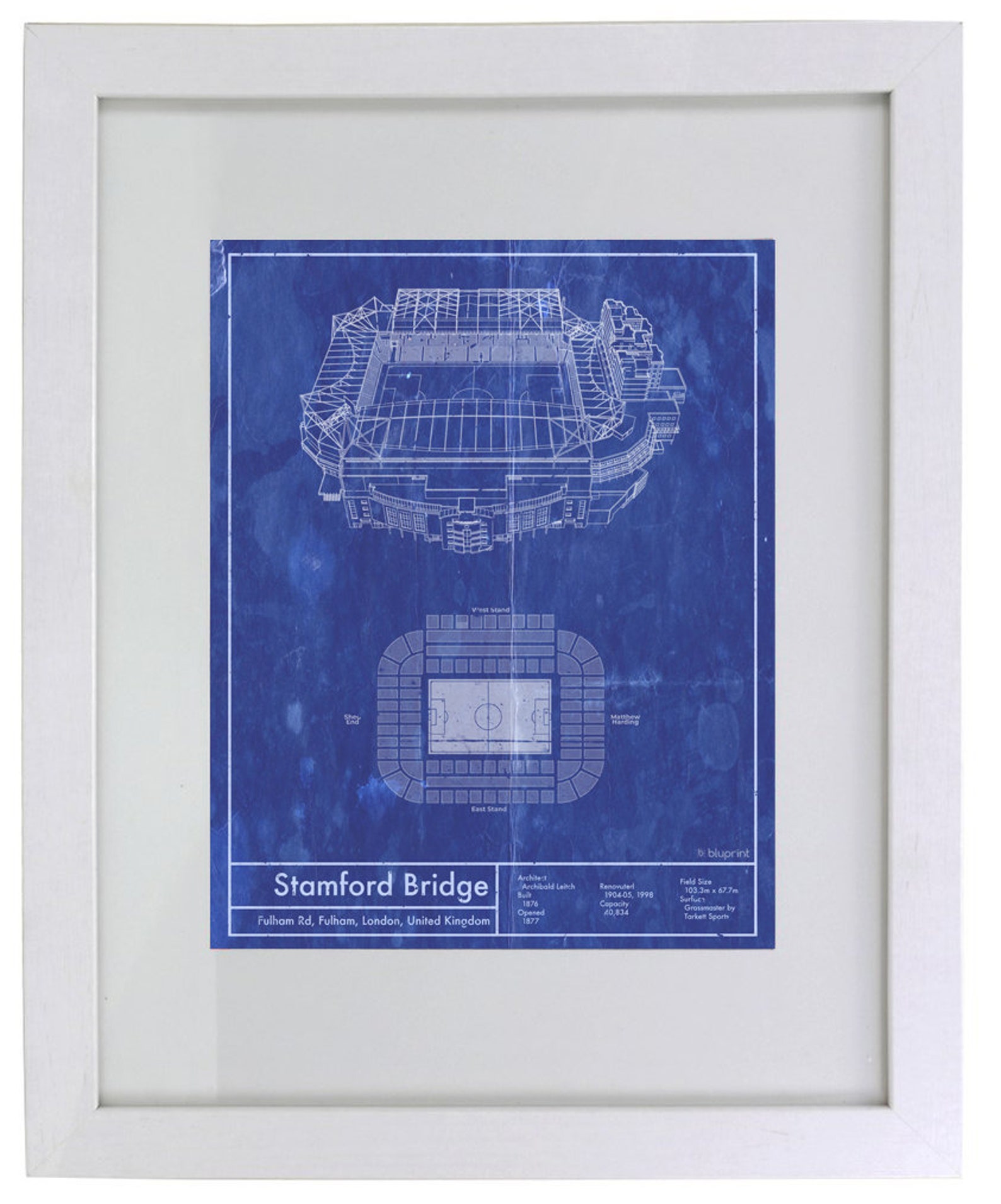 Chelsea Stamford Bridge Blueprint Vintage England Soccer | Etsy