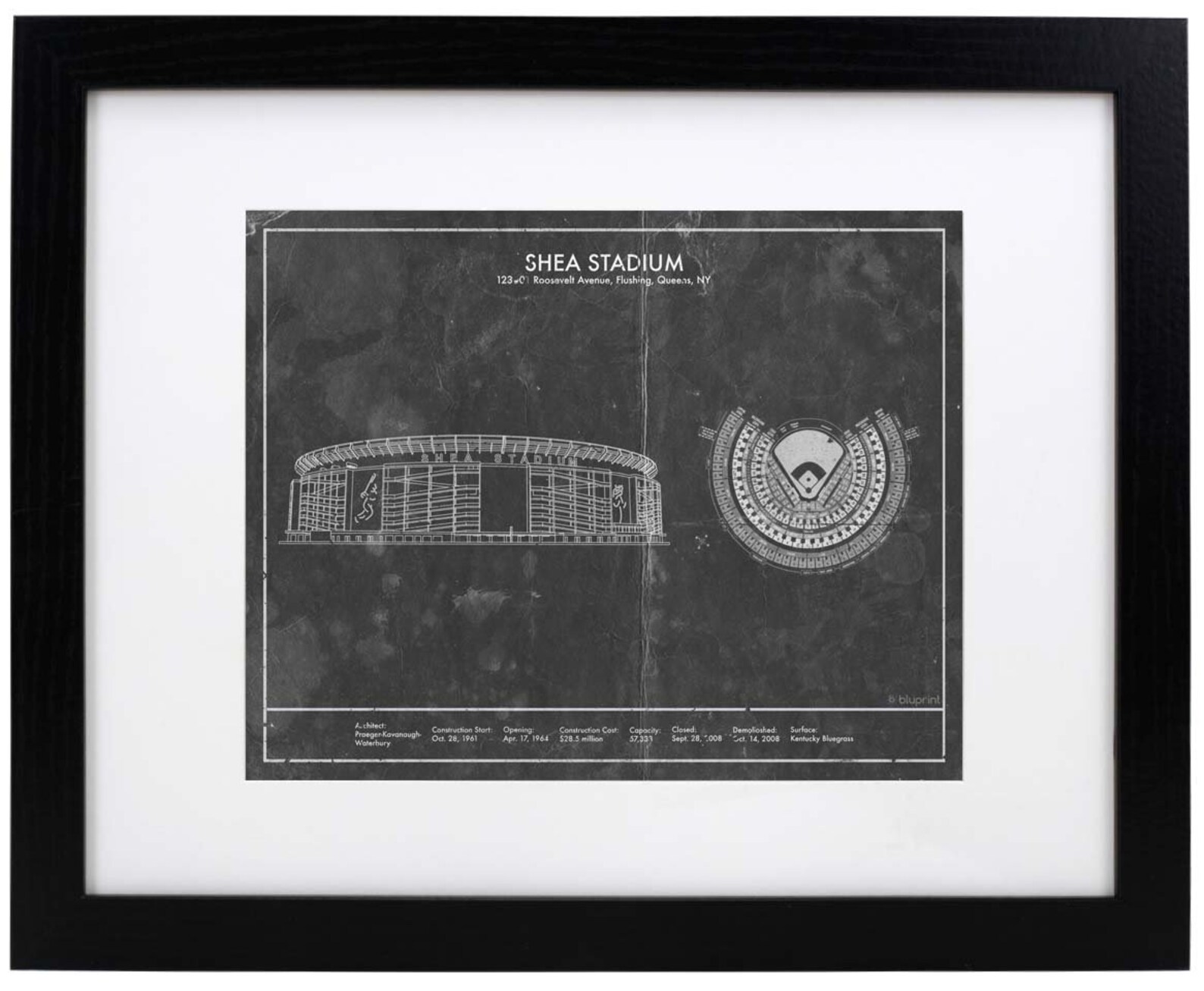 New York Shea Stadium Vintage Style Blueprint Art. Sizes 5x7 | Etsy