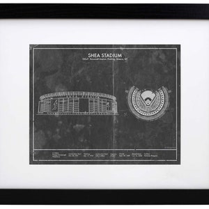 New York Shea Stadium Vintage Style Blueprint Art. Sizes 5x7 to 24x36 ...