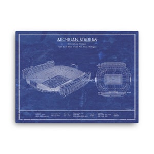 Michigan Stadium Blueprint - Vintage College Football Print - Etsy
