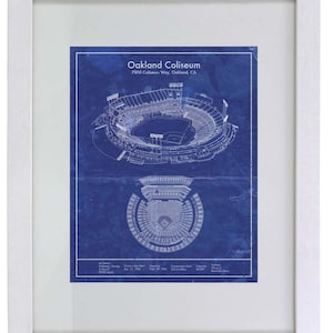 Oakland Coliseum Stadium Blueprint - Vintage California Baseball Decor ...
