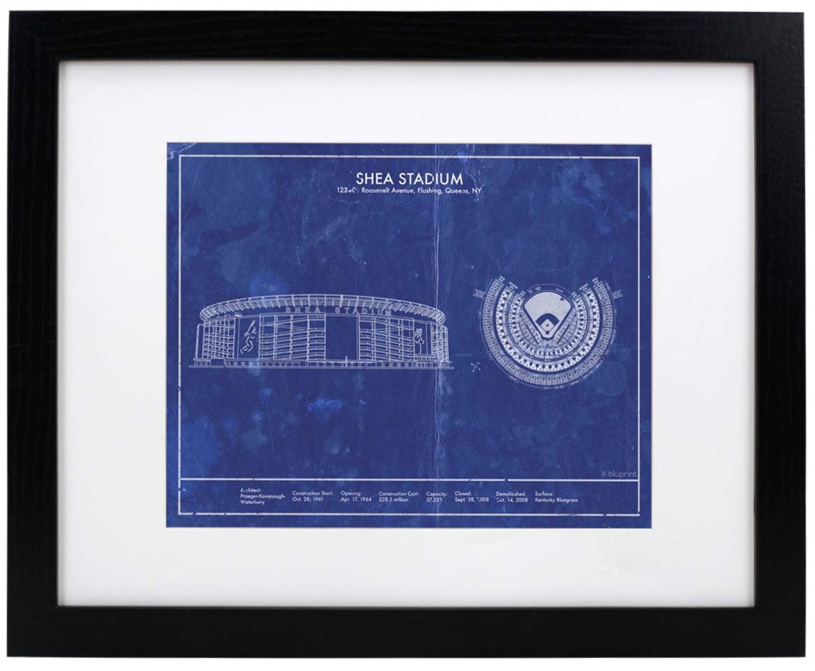 New York Shea Stadium Vintage Style Blueprint Art. Sizes 5x7 | Etsy