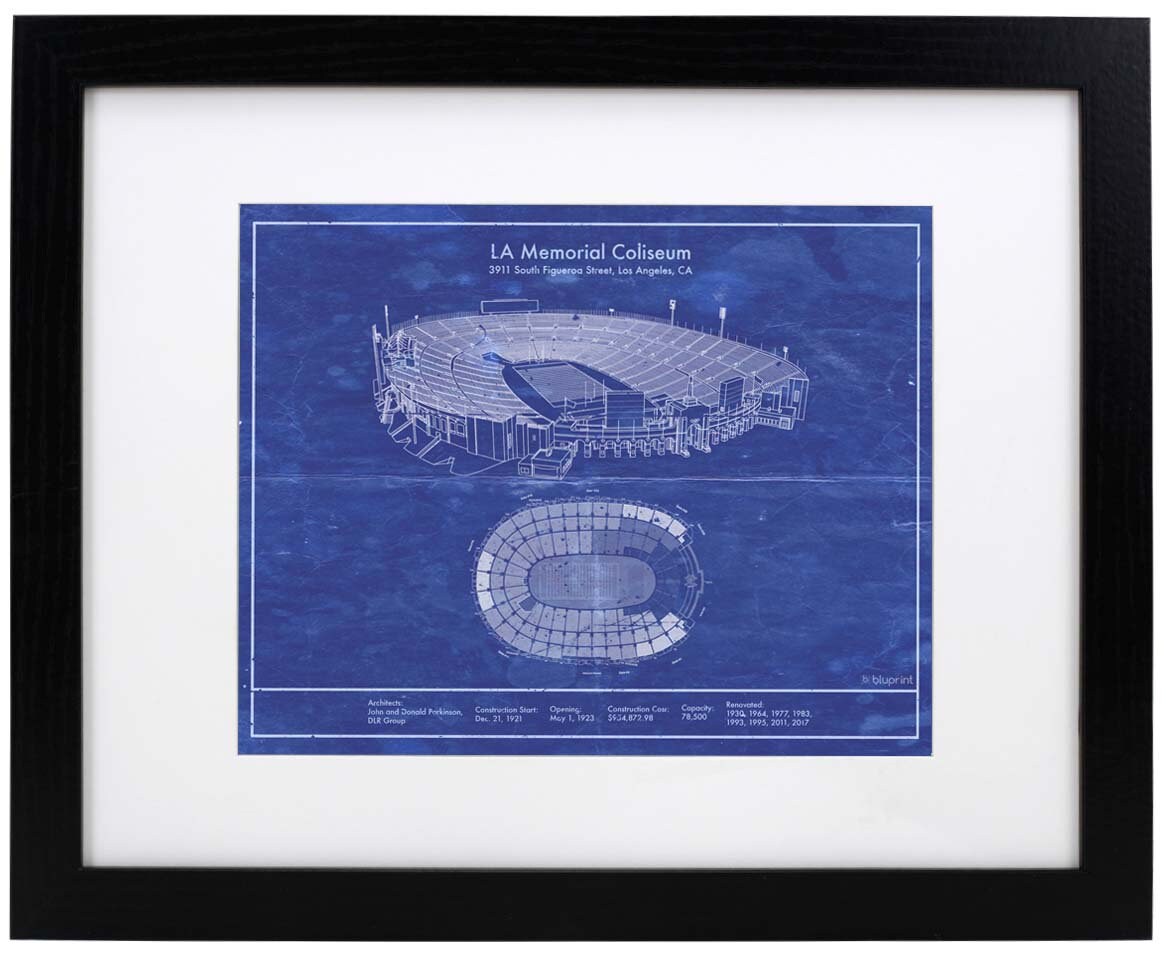 LA Memorial Coliseum Vintage Styled Blueprint Art Print 5x7 - Etsy