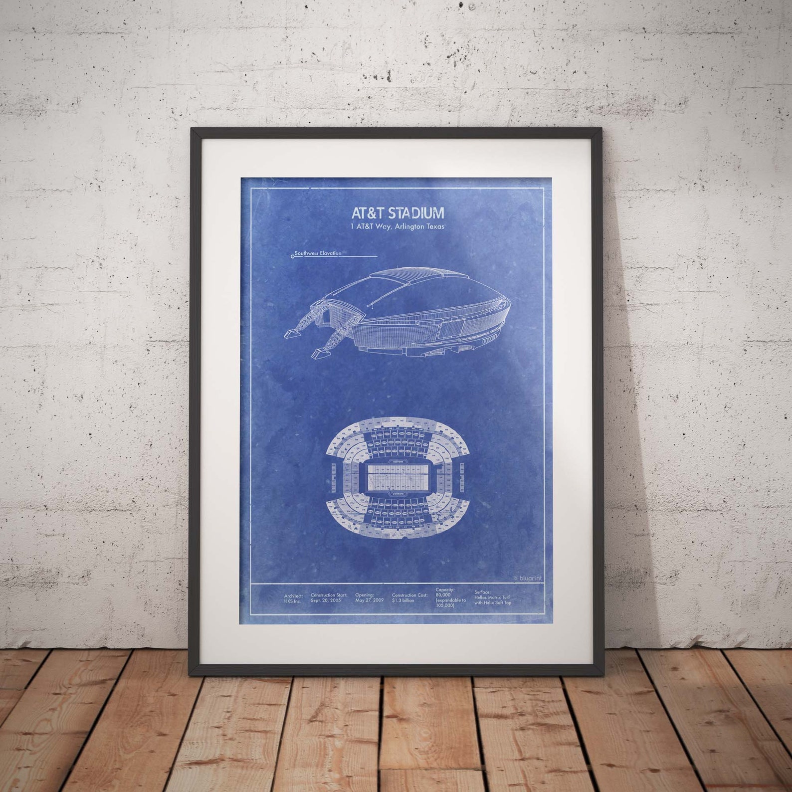 Dallas AT&T Stadium Football Art. Sizes 5x7 to 24x36 Framed - Etsy