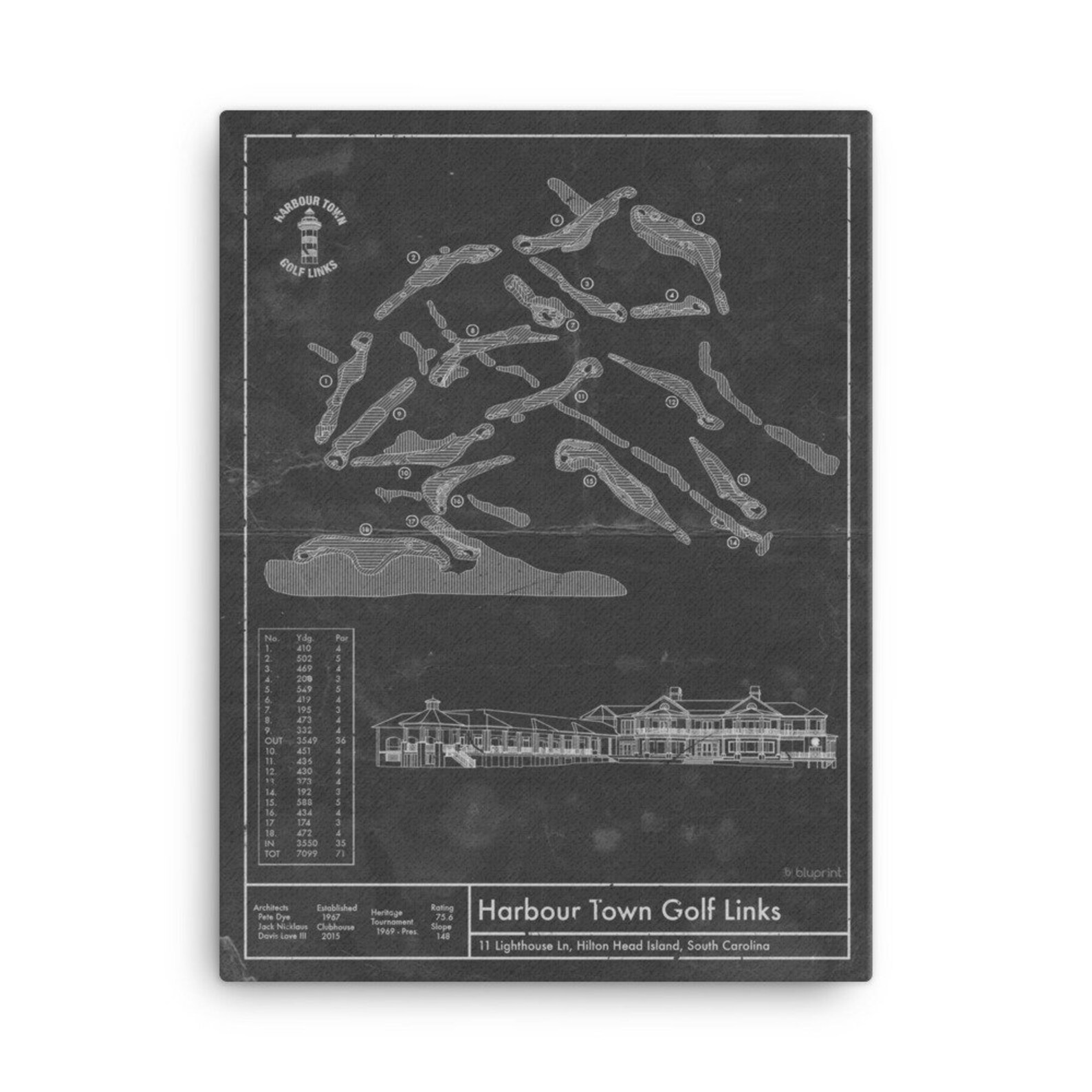 Harbour Town Golf Links Blueprint Art Print. 5x7 to 24x36 With | Etsy