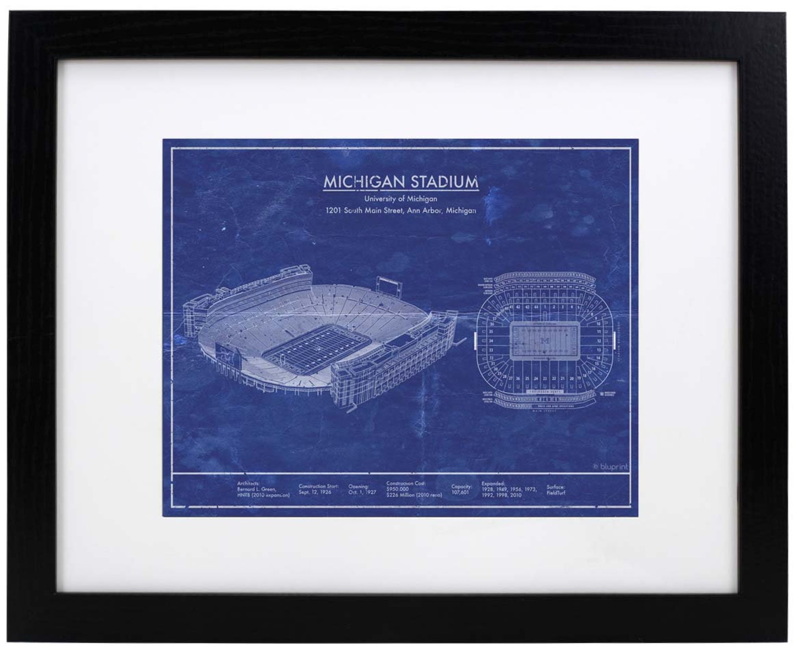 Michigan Stadium Blueprint Vintage College Football Print | Etsy