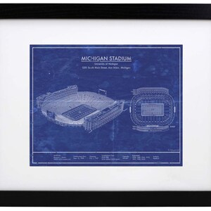 Michigan Stadium Blueprint - Vintage College Football Print - Etsy