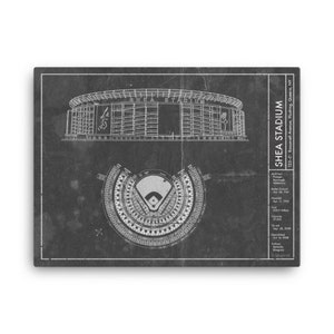 New York Shea Stadium vintage style blueprint art print. 5x7 | Etsy