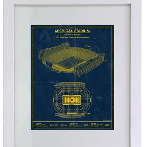 Michigan Stadium Blueprint - Vintage College Football Print - Etsy