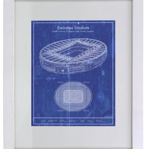 Arsenal Emirates Stadium Blueprint Art. Sizes 5x7 to 24x36 Framed ...