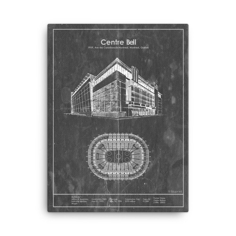montreal-bell-centre-centre-bell-vintage-styled-blueprint-etsy