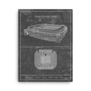 Santiago Bernabéu Stadium Blueprint Art. Sizes 5x7 to 24x36 Framed ...