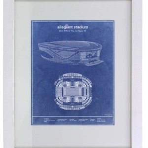 Las Vegas Allegiant Stadium Blueprint Art. Sizes 5x7 to 24x36 Framed ...