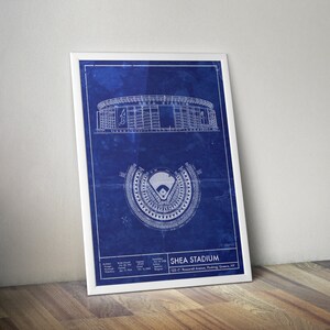 New York Shea Stadium vintage style blueprint art print. 5x7 | Etsy